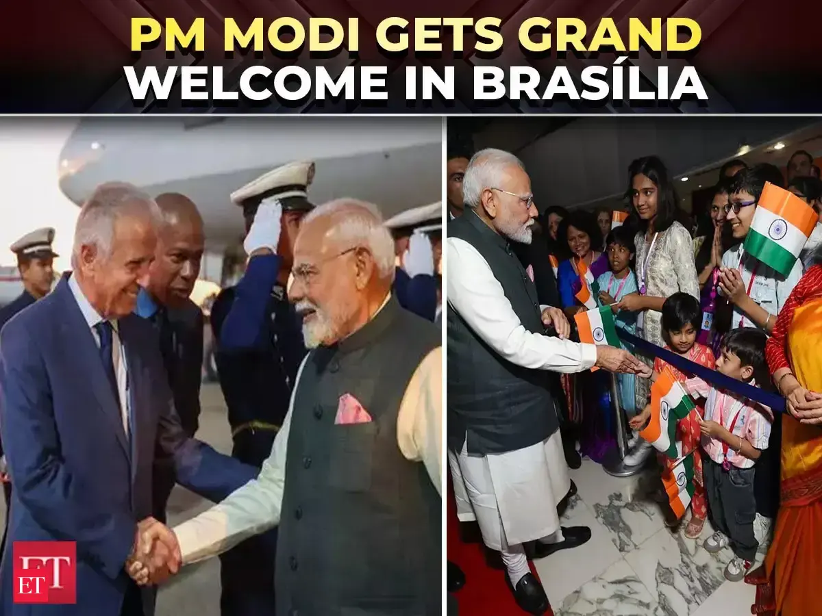 PM Modi lands in Brasília, receives heartfelt welcome - The Economic ...