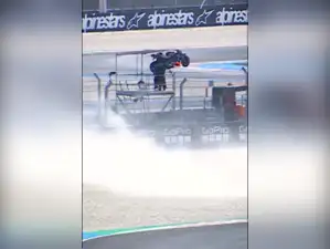Close shave for MotoGP cameraman after Pedro Acosta’s bike crashes and ...