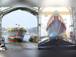 Indian Navy's stealth frigate 'Tamal', guided-missile destroyer 'Surat ...