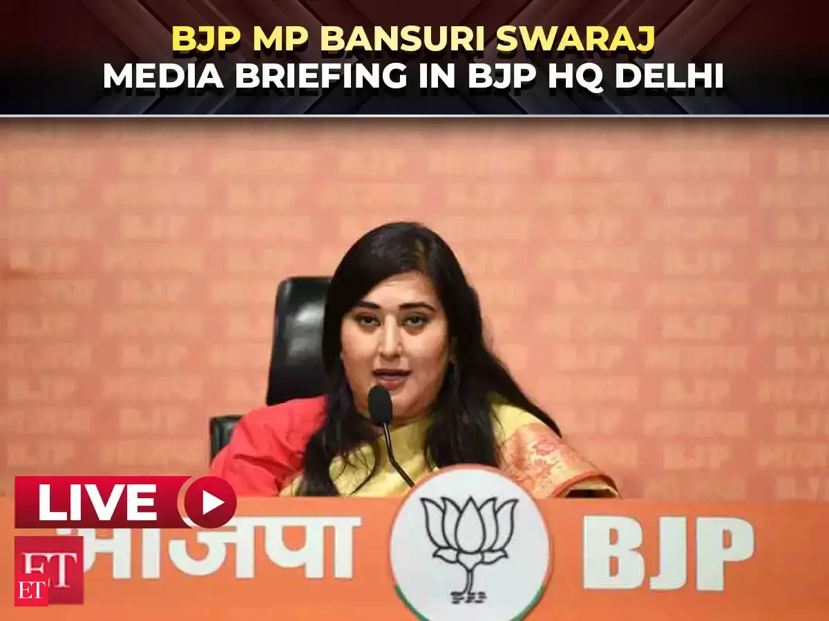 BJP Leader Bansuri Swaraj Addresses Press Conference at Party HQ in New ...