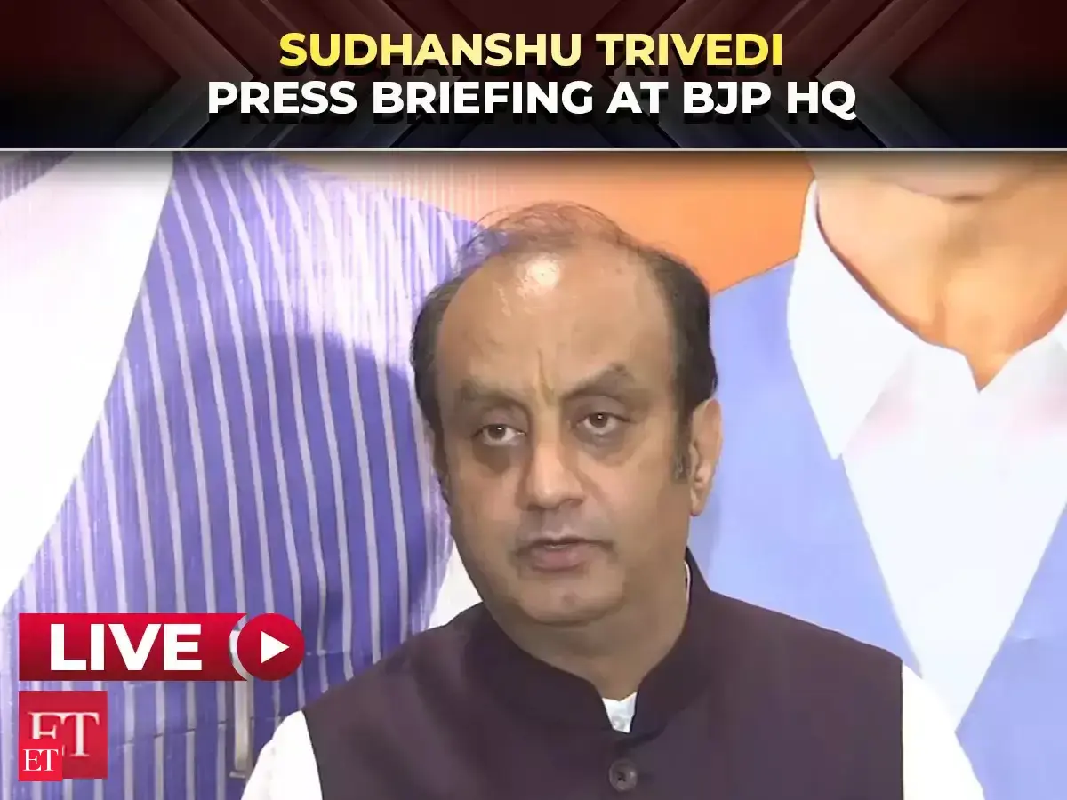 BJP Spokesperson Sudhanshu Trivedi addresses media at BJP HQ, Delhi on ...