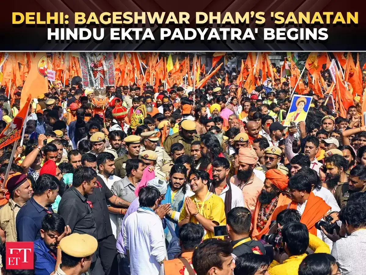 Chants of ‘Sanatan unity’ echo in Delhi as Acharya Dhirendra Shastri ...