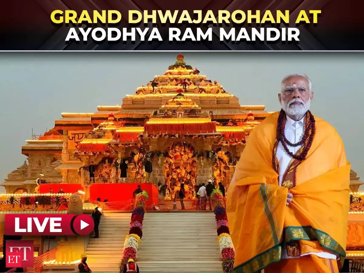 Ayodhya LIVE: Ram Mandir Grand Dhwajarohan | Sacred saffron flag ...