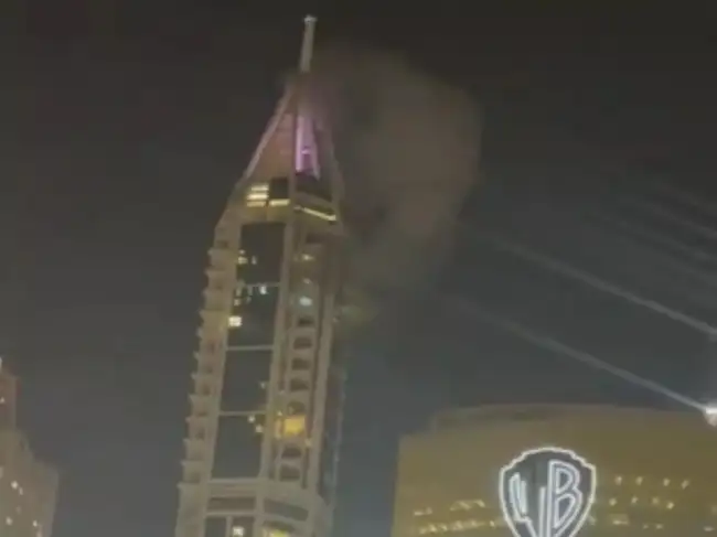 Watch: Viral video shows plumes of smoke after drone debris hits Dubai ...