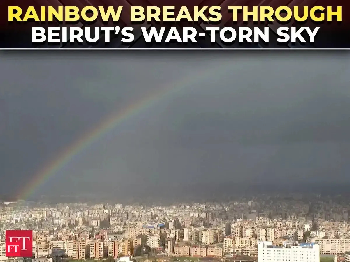 MOMENT: Rainbow over Beirut warzone as Israel pounds Hezbollah targets ...