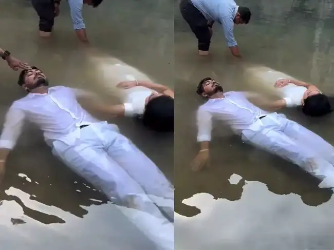 Viral pre-wedding shoot: Video shows couple floating in muddy water ...