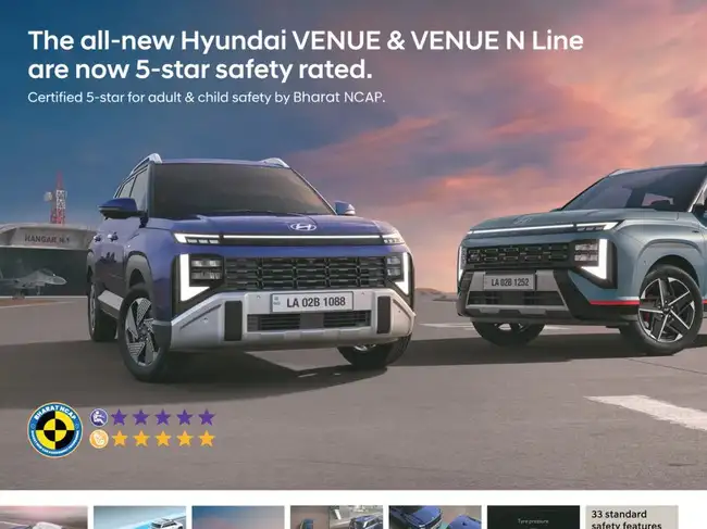 Hyundai Motor India's Venue bags five-star Bharat NCAP rating in safety ...
