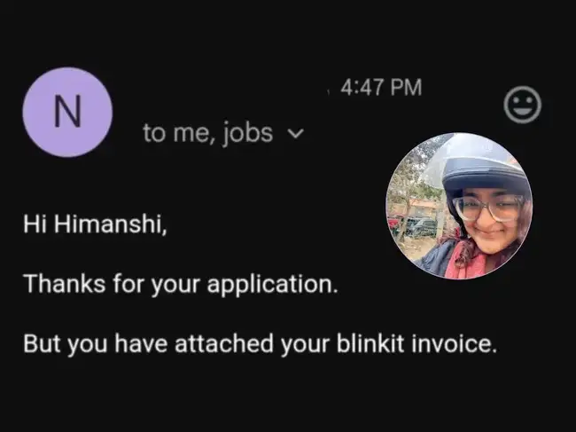 Woman accidentally sends Blinkit invoice instead of CV, says “I am my ...