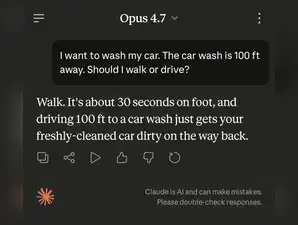 Claude Opus 4.7 fails car wash puzzle trends: Internet roasts Claude ...