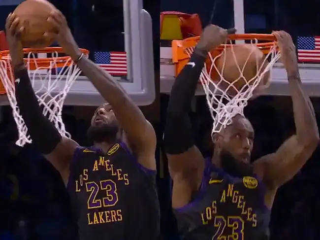 WATCH: LeBron James defies time at 41 with viral reverse dunk in year ...