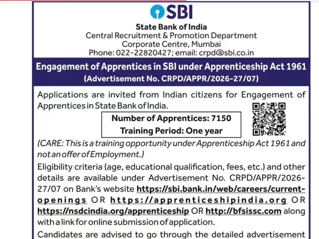 SBI Apprentice Recruitment 2026: Check vacancies, important dates ...