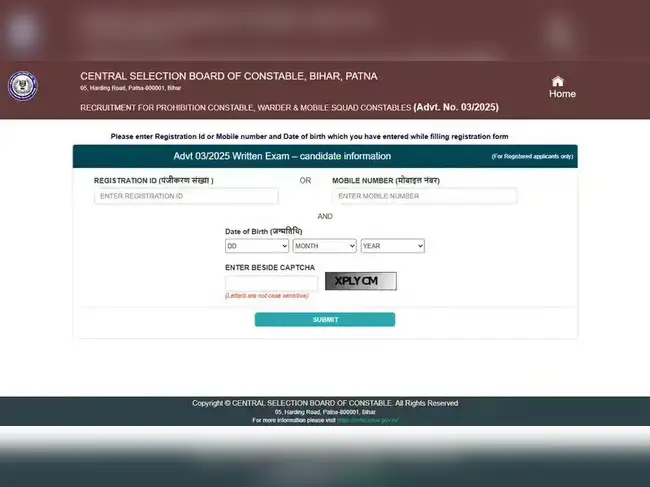 CSBC Bihar Constable Exam City Slip 2026 released, admit card dates ...