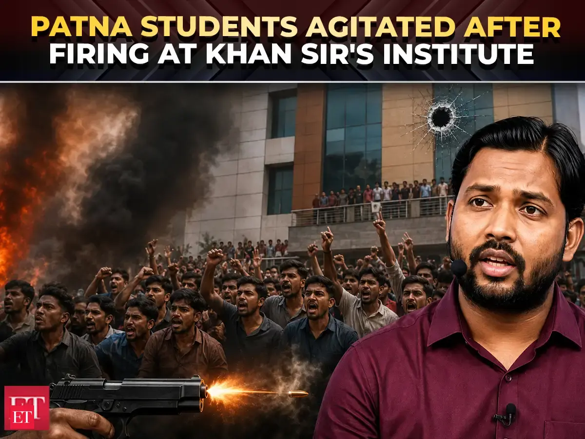 Khan Sir addresses media, agitating students gathered outside institute ...
