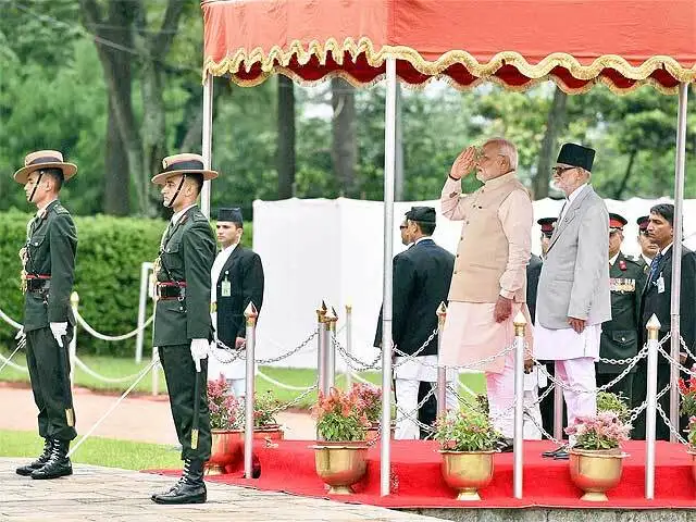 Modi during official welcome ceremony in Nepal - PM Narendra Modi in ...