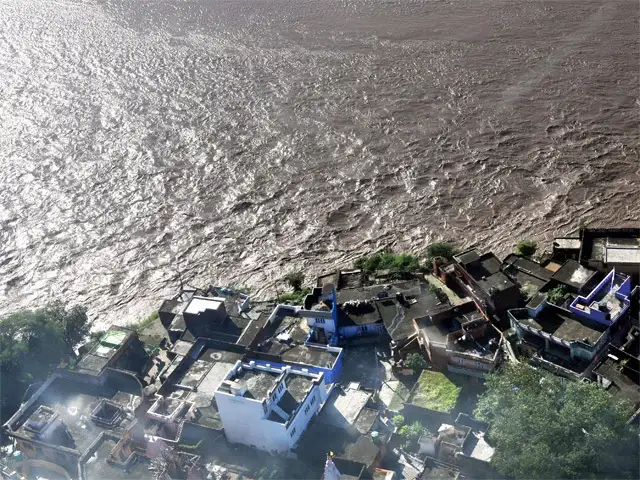 An aerial view of the affected area - J&K Floods: Latest images of ...