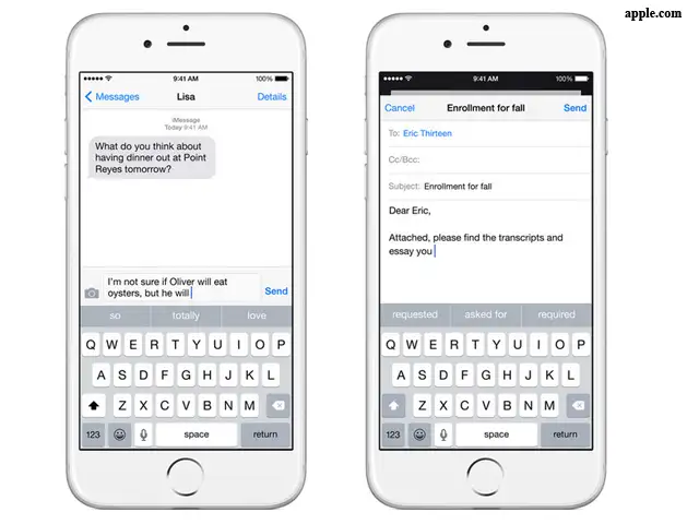 New QuickType keyboard - AP Review: Apple's iOS 8 makes it easier to ...