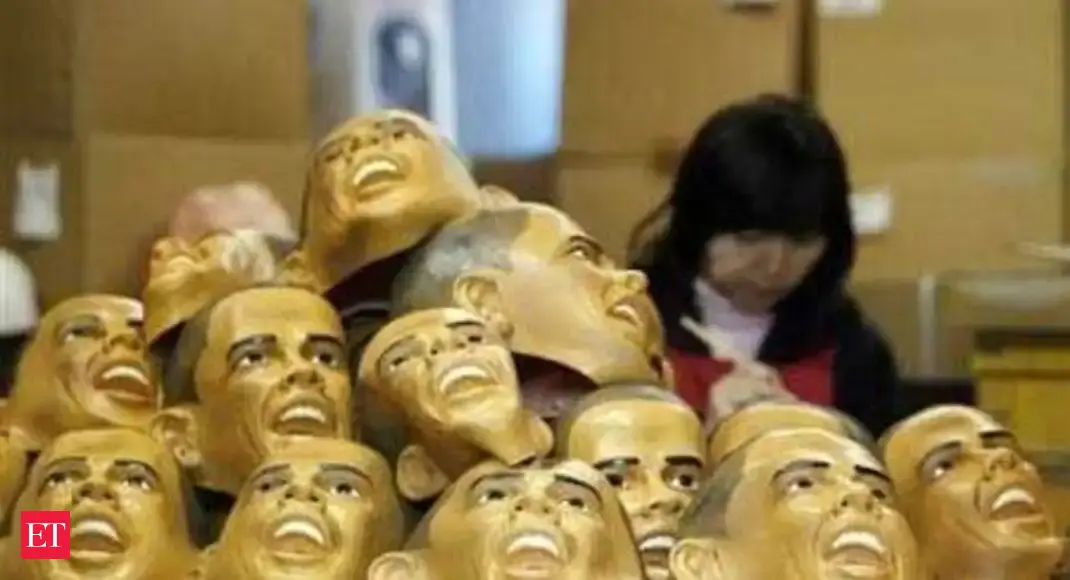 Sand sculpture of Barack Obama - | The Economic Times
