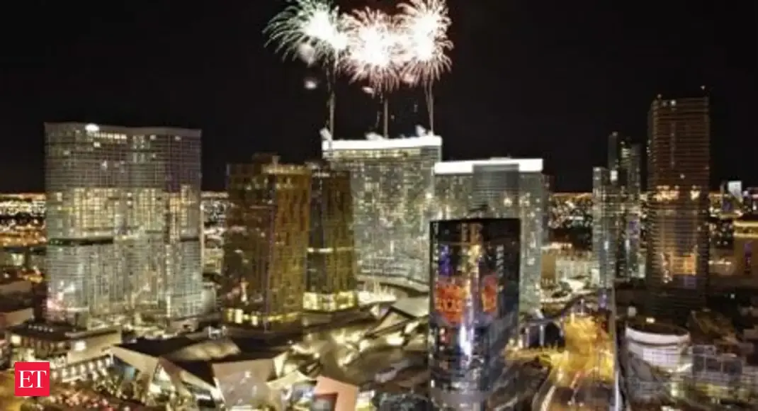 Fireworks explode over the Aria hotel-casino - | The Economic Times