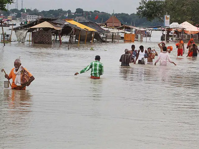 Flood waters of River Ganga - Continuous rain flooded banks of Ganga ...
