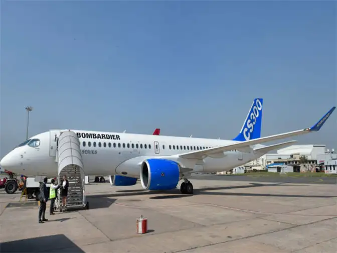 bombardier: Bombardier's CS300 aircraft stops in Delhi during world ...