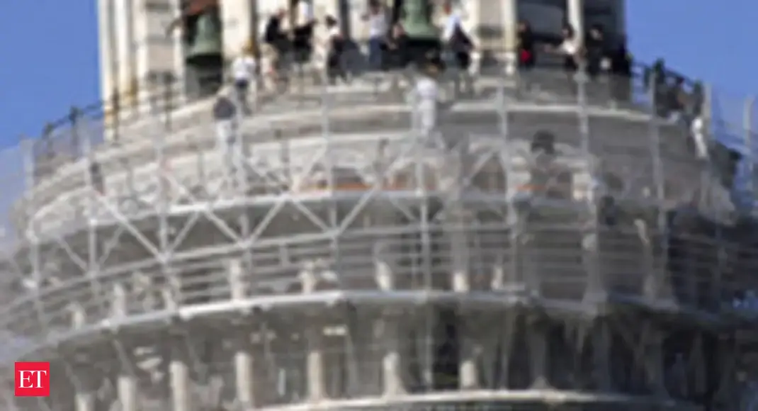 Steel cables hooked at Pisa's leaning tower - | The Economic Times