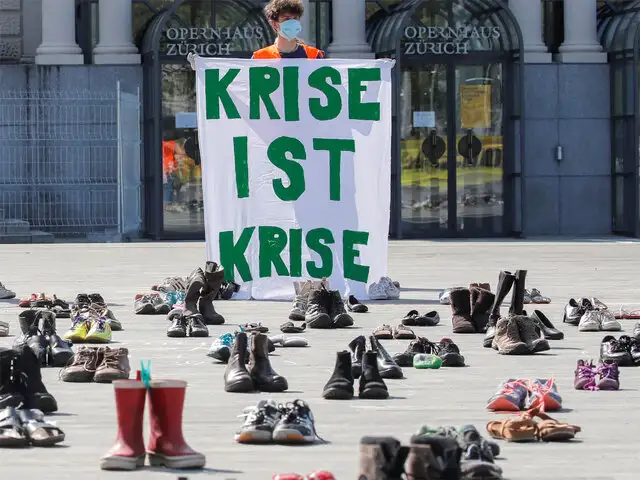 Choose new paths - Shoes replace protesters as Swiss climate activists ...