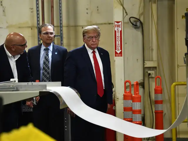 Presidential optimism - Donald Trump visits face-mask factory but does ...