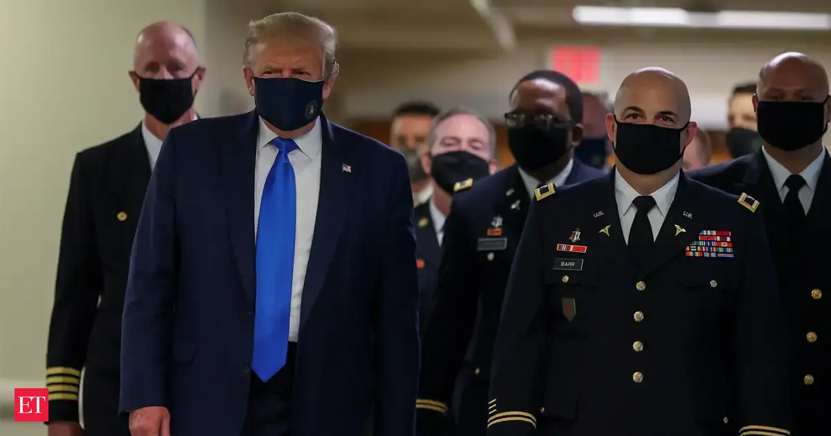Donald Trump wears mask in public for first time during pandemic - The ...