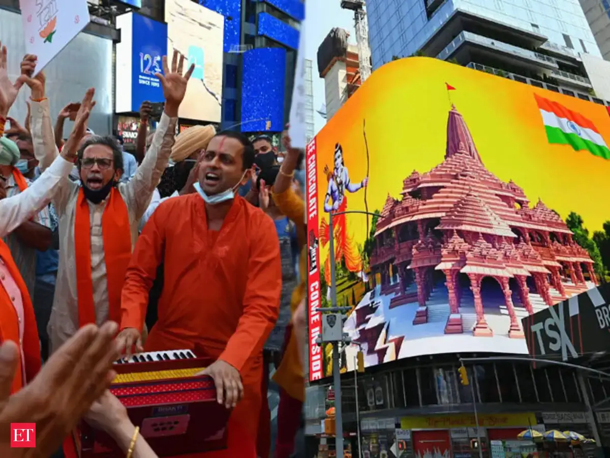 New York: Ram Mandir billboard shines at iconic Times Square amidst ...