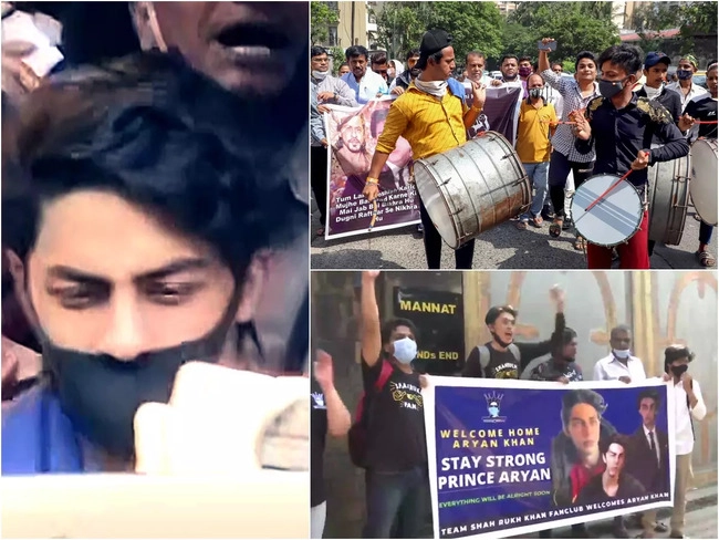 With band & baja, Fans outside 'Mannat' welcome 'prince Aryan' as SRK's ...