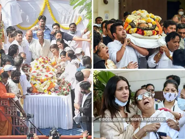 With A Heavy Heart - Bappi Lahiri Cremated: Vidya Balan, Shakti Kapoor, Shaan Pay Their Last ...