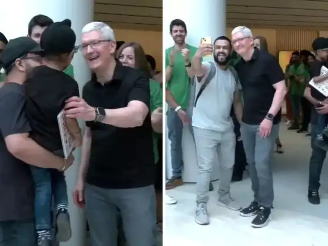 Tim Cook Delhi Store: 'Gracious host' CEO Tim Cook welcomes customers ...