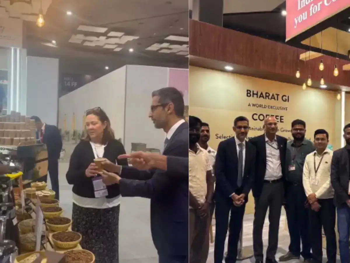 Google chief Sundar Pichai visits Coffee Board stall at AI Impact ...