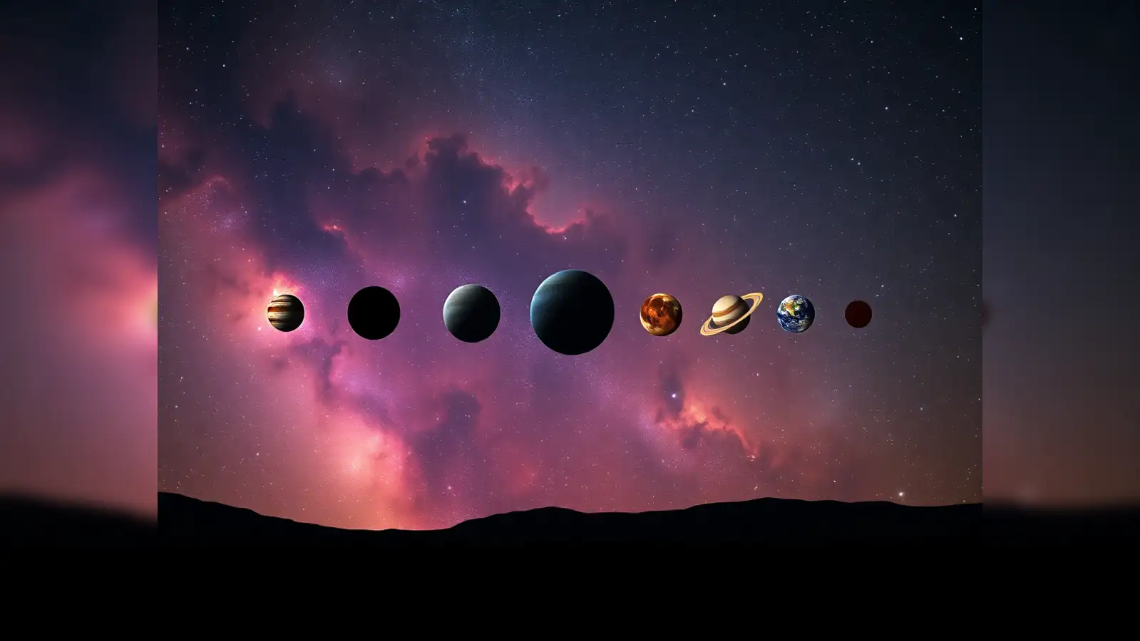 Zodiac Solar System Raster Illustration Planet Symbols With Names.