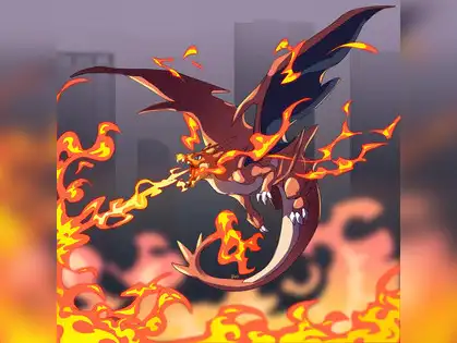 charizard blowing fire up